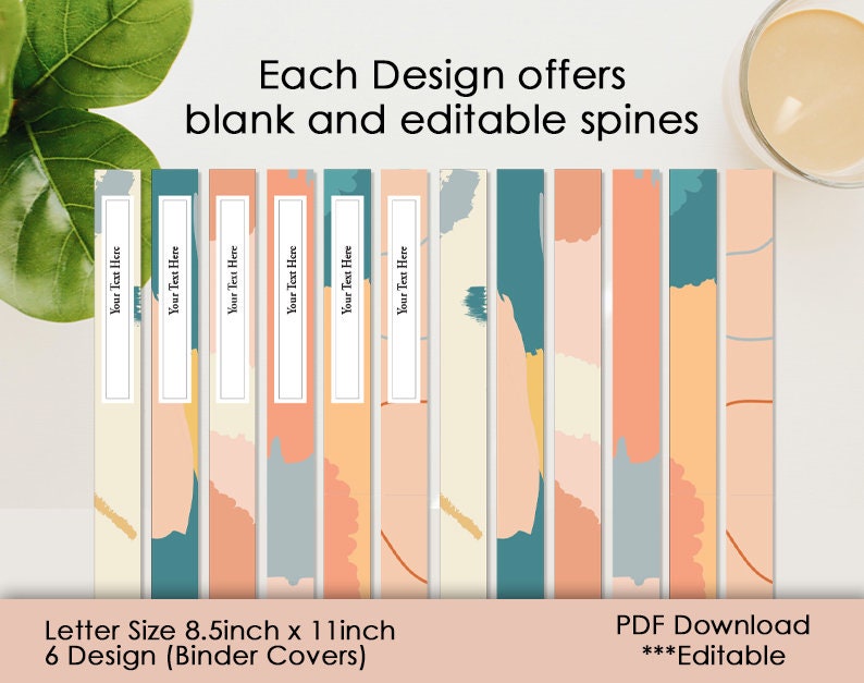Geometric Binder Cover Printable: Editable Binder Spines (PDF) - Etsy
