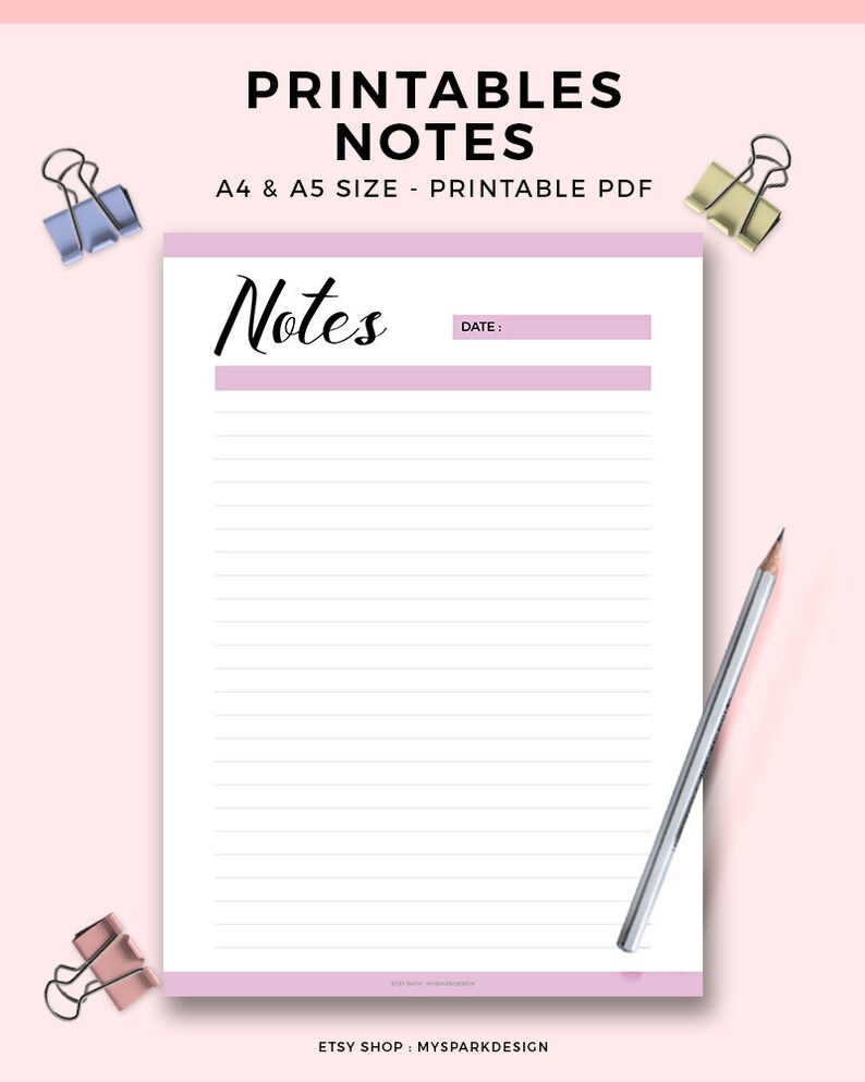 Printable Lined Paper | Planner Inserts - Etsy