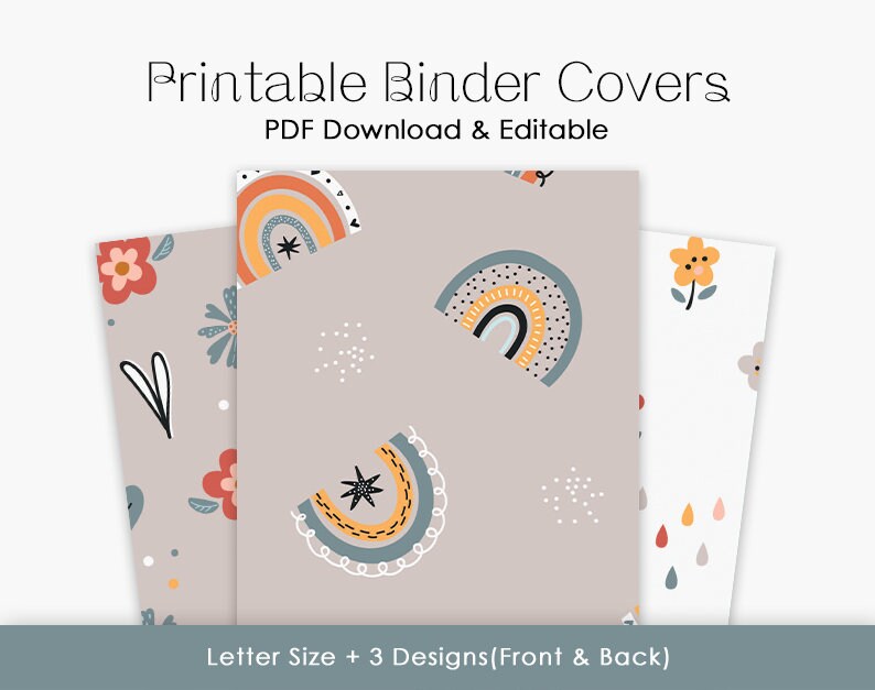 Boho Printable Binder Cover Template: Editable Subject Covers (digital ...