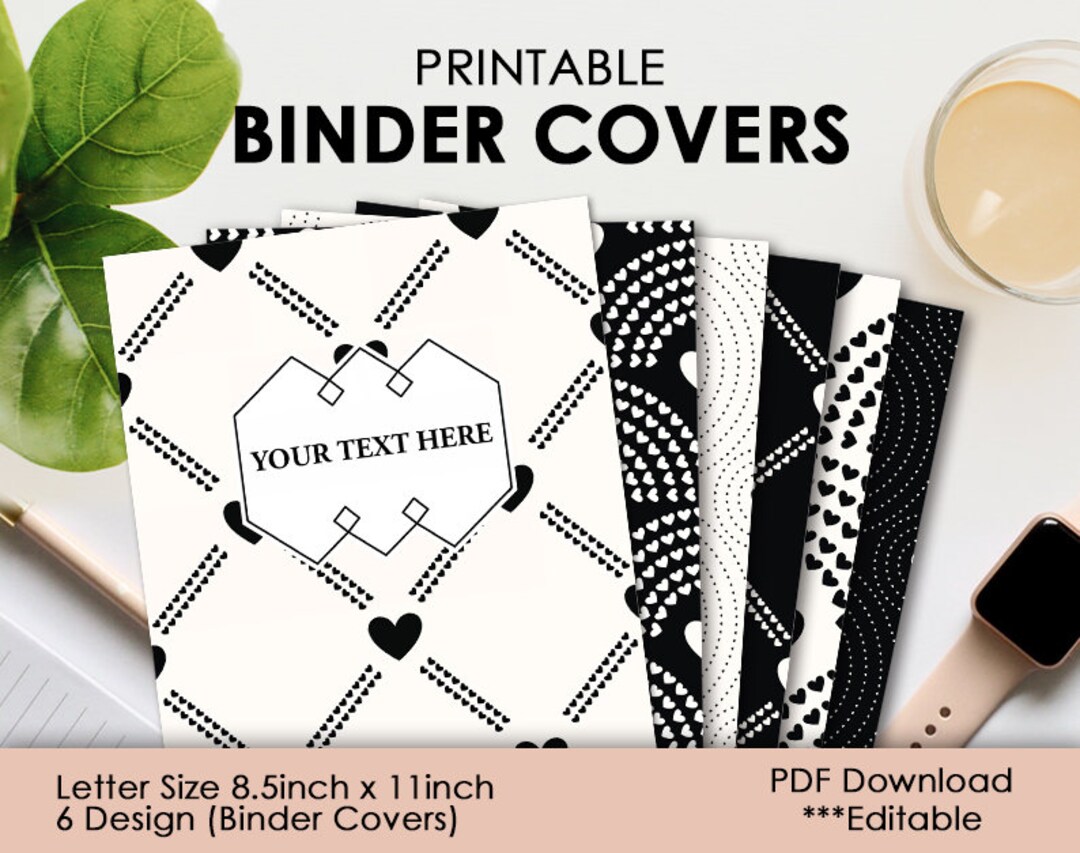 Binder Cover and Spines in Black and White Design - Etsy
