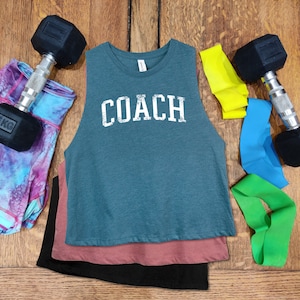 COACH Cropped Tank Womens Workout Crop Shirt Ladies Fitness Coach ...