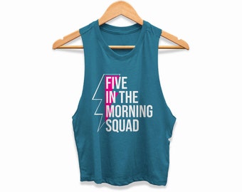 THE 5AM SQUAD Workout Crop Top Womens Five in the Morning Crew Fitness ...