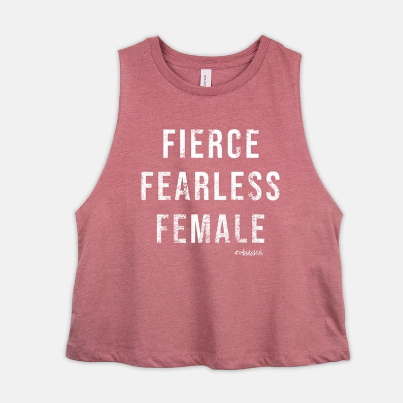 Strong Women Crop Top Fierce Fearless Female Workout Racerback Cropped ...