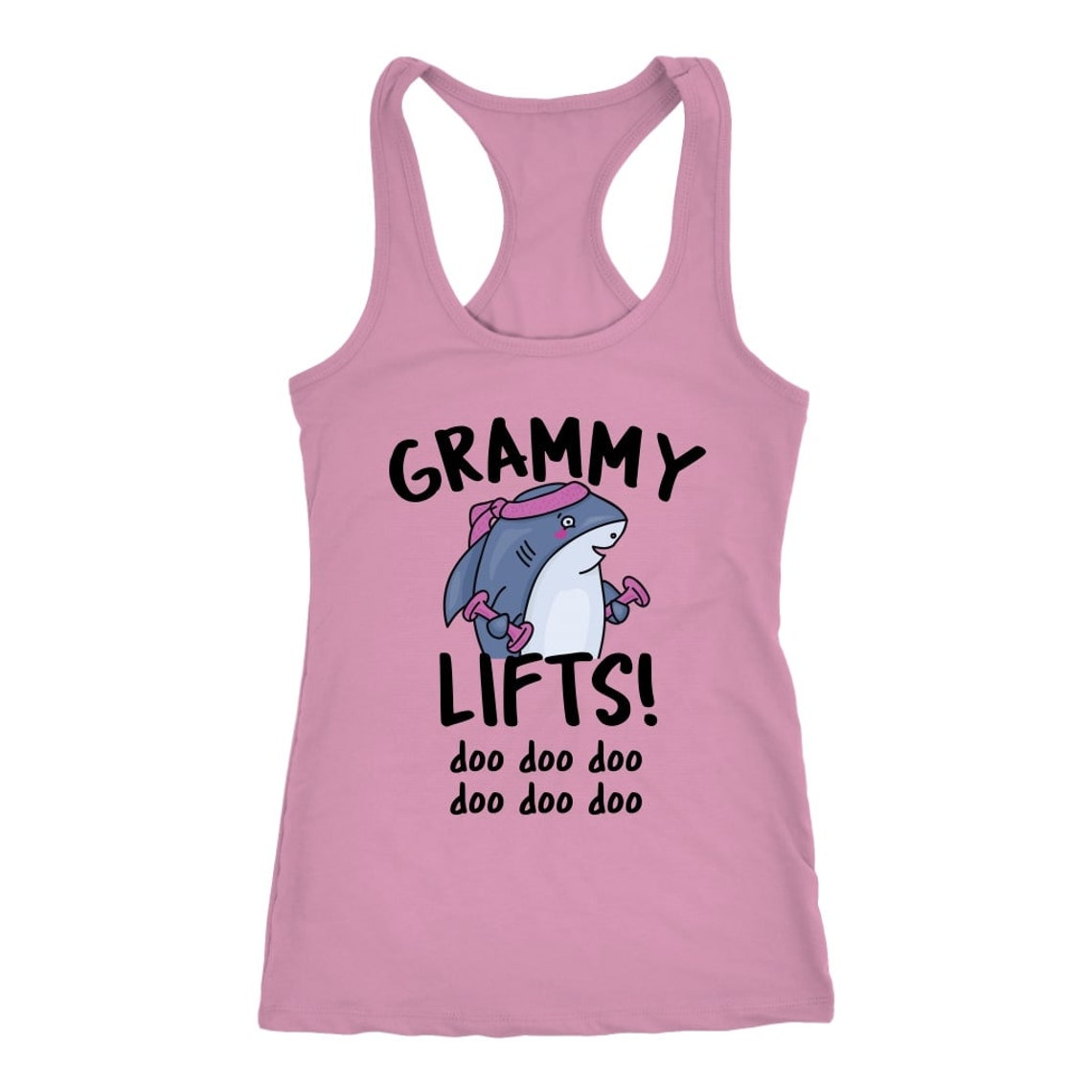 Grammy Shark Lifts! Doo Doo Doo Funny Grandma Workout Tank Nana Fitness ...