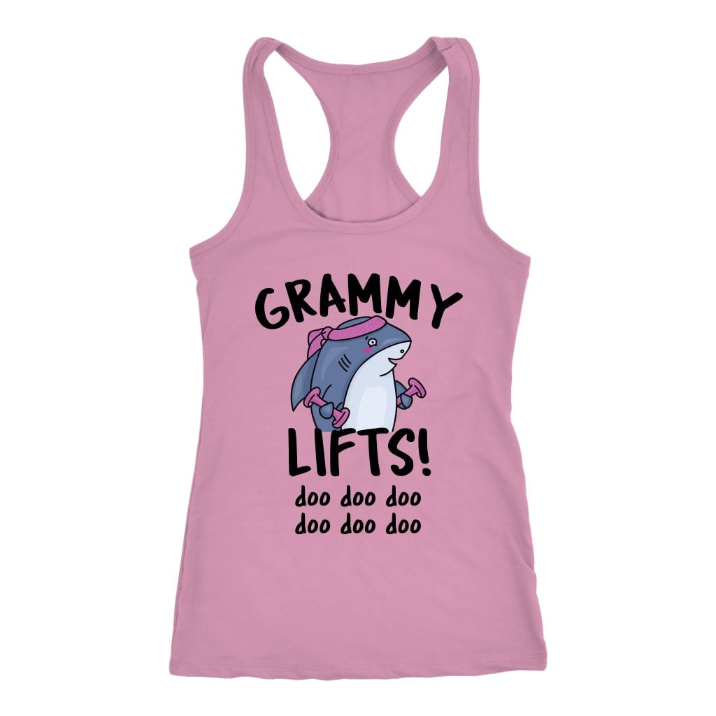 Grammy Shark Lifts! Doo Doo Doo Funny Grandma Workout Tank Nana Fitness ...