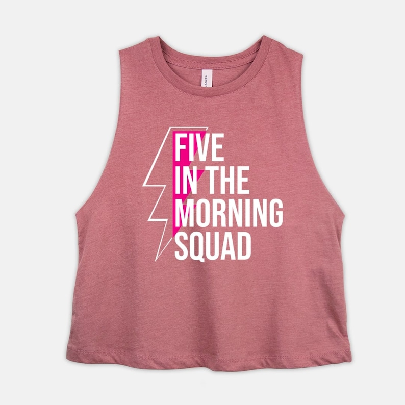 5AM SQUAD Workout Crop Top Womens Five in the Morning Crew Fitness Tank ...