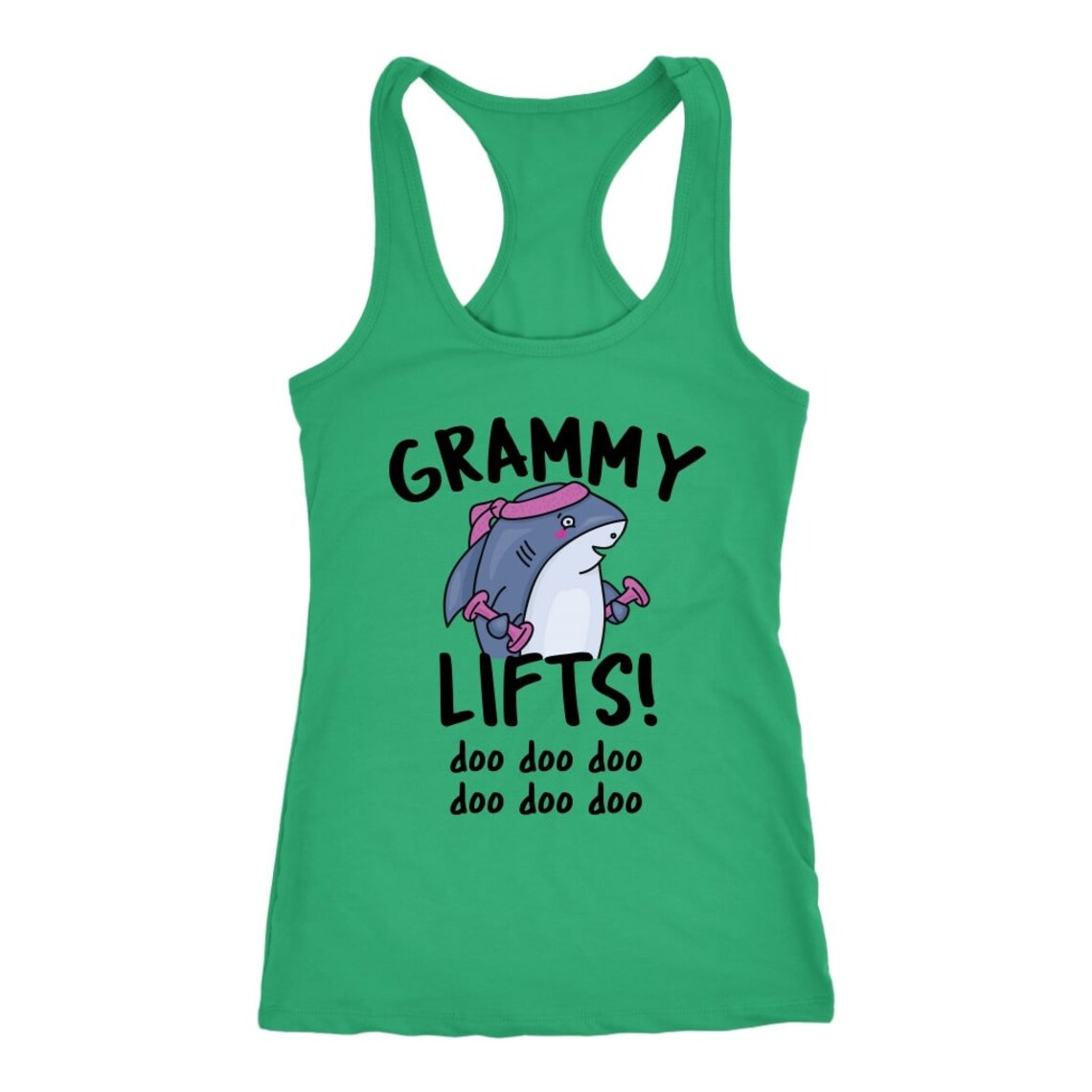 Grammy Shark Lifts! Doo Doo Doo Funny Grandma Workout Tank Nana Fitness ...