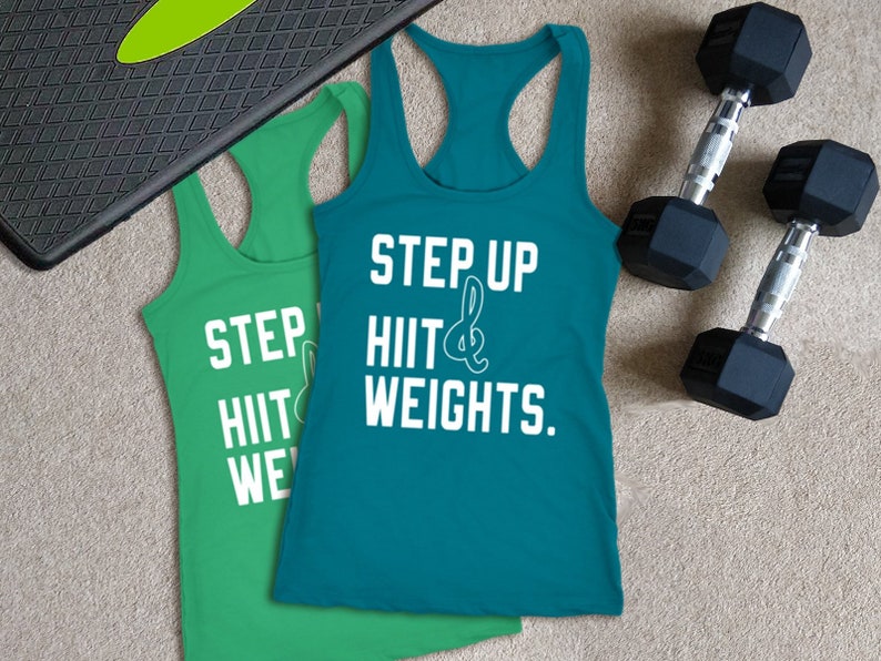 Step up and Hiit Weights Hybrid Calendar Womens Workout Tank Top Coach ...