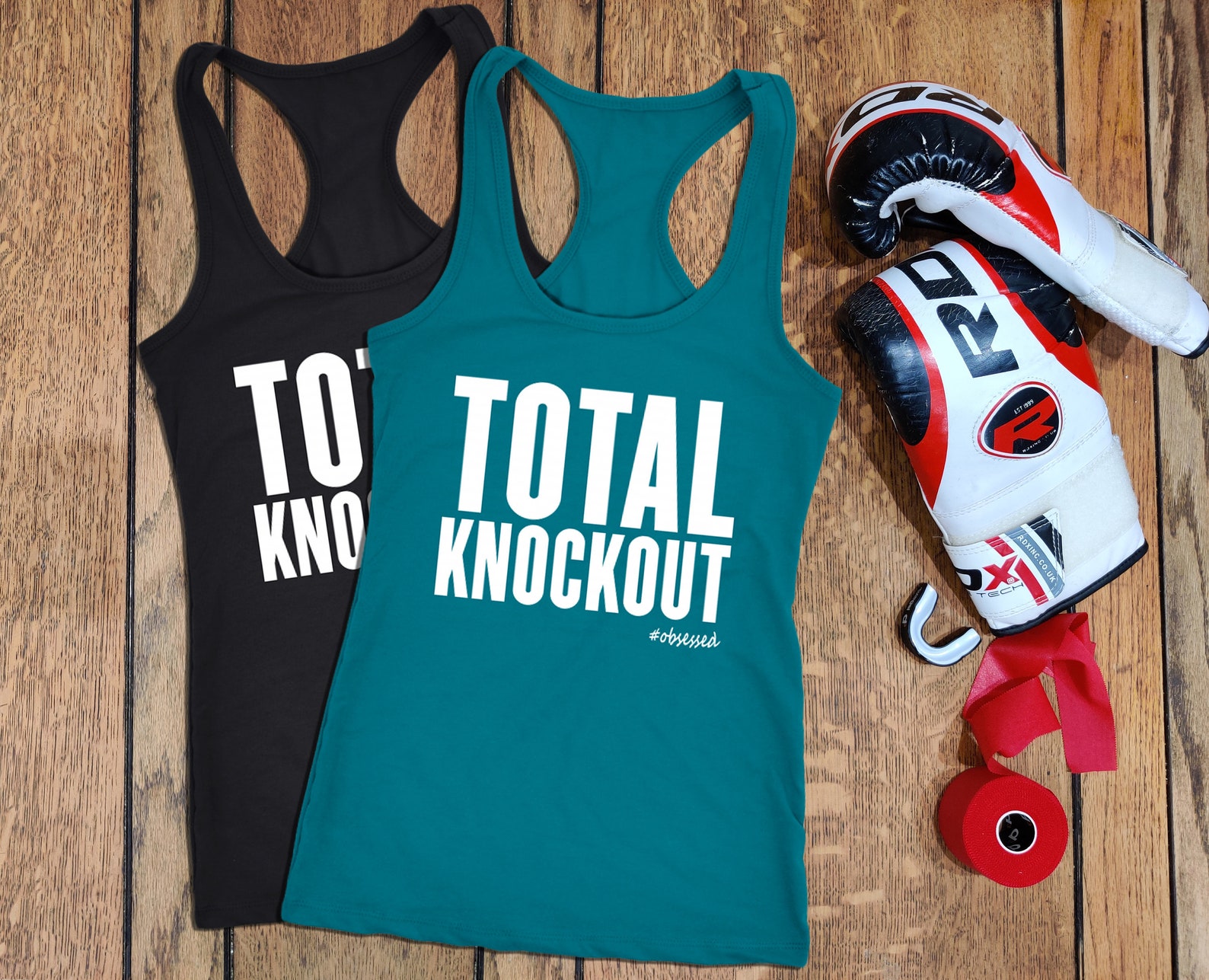 Total Knockout Boxing Tank. Womens Workout Shirt Lady Boxer Fitness Gym ...