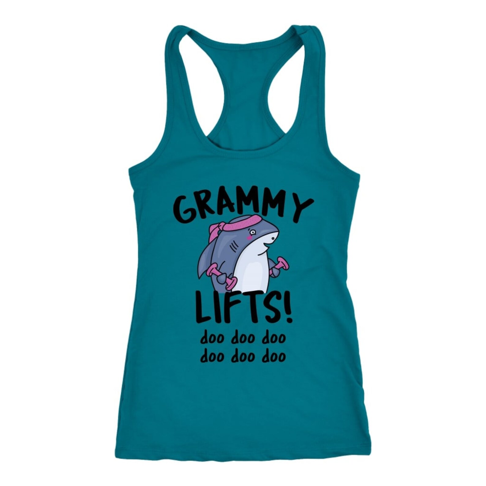 Grammy Shark Lifts! Doo Doo Doo Funny Grandma Workout Tank Nana Fitness ...