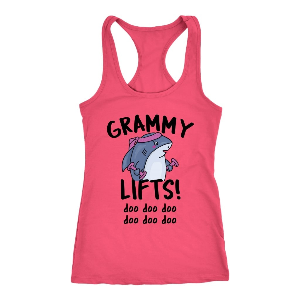 Grammy Shark Lifts! Doo Doo Doo Funny Grandma Workout Tank Nana Fitness ...