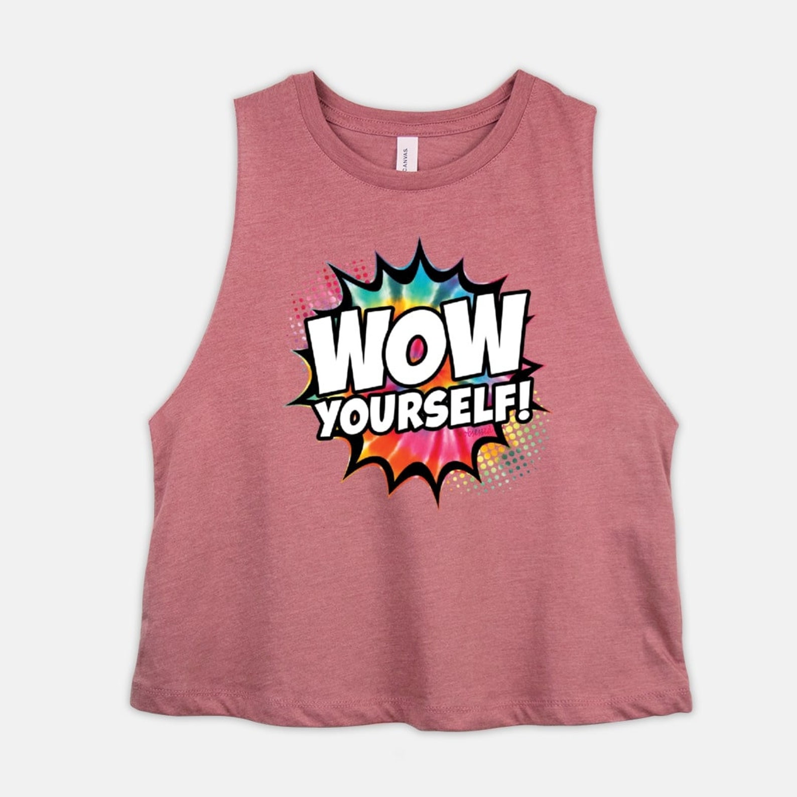 WOW Yourself! Let's Dance Workout Crop Top Womens Get up Tie Dye Comic ...
