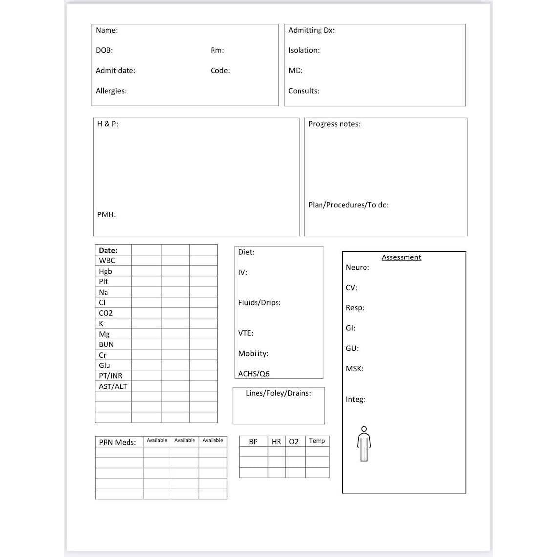 Medical Surgical Report Sheet - Etsy