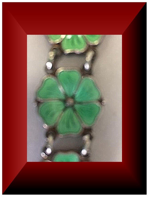 Meka Sterling Danish Guilloche Enamel Bracelet - Gem