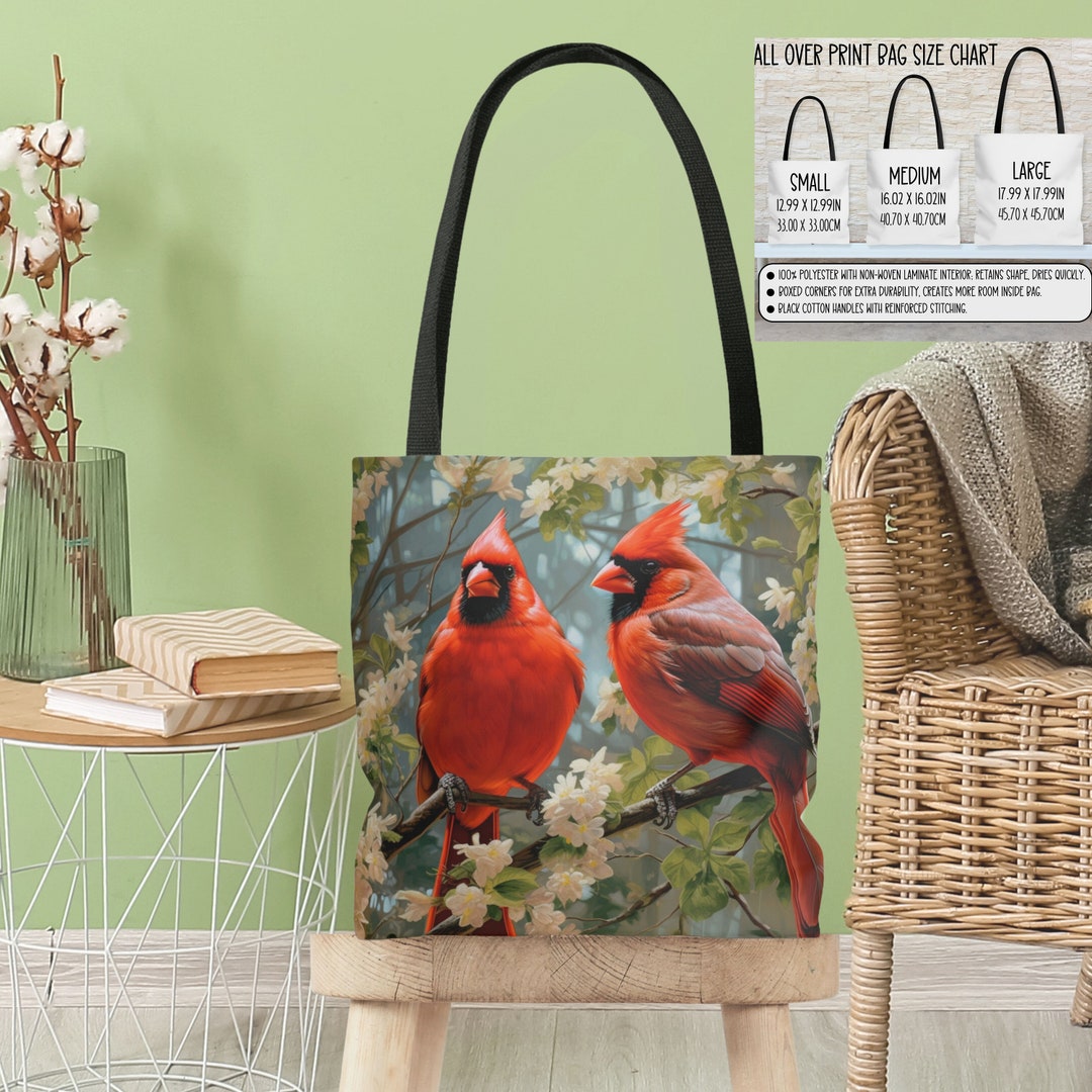 Red Cardinal Bird Tote Bag: Summer Style, Bird Lover Gift - Etsy
