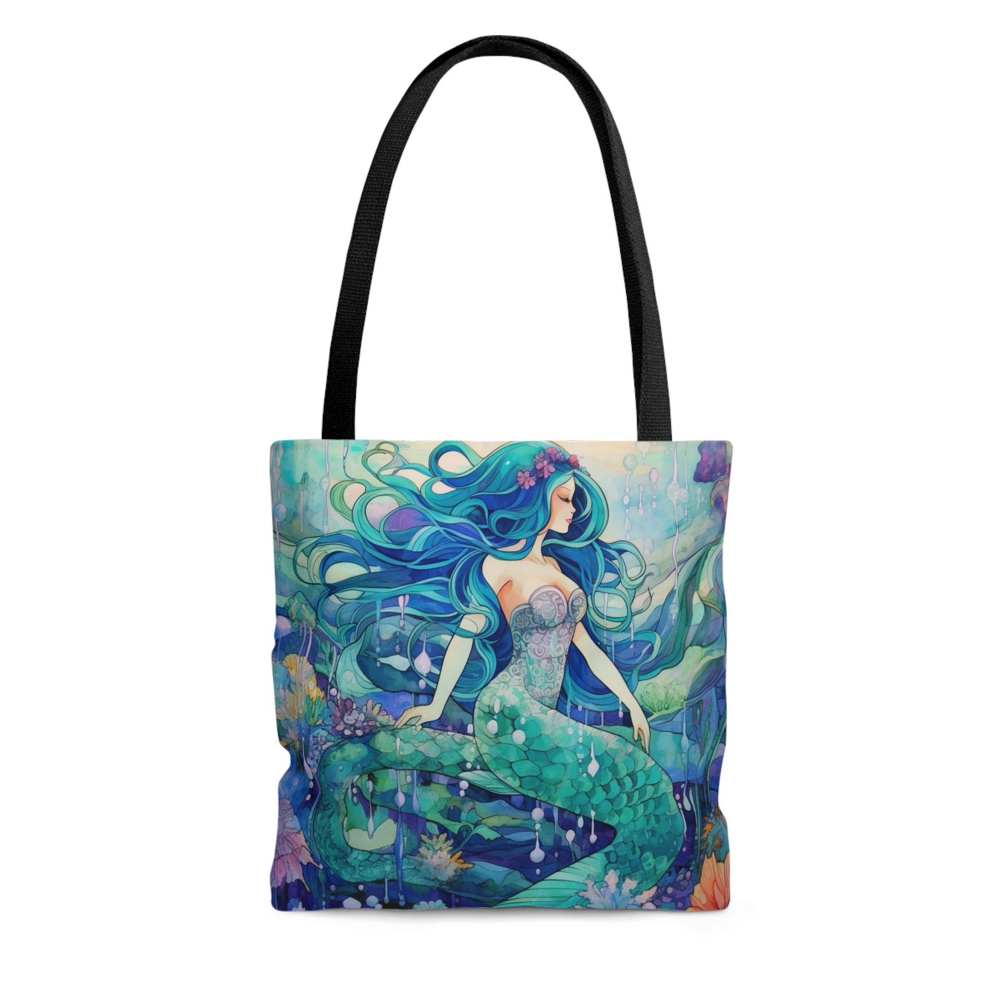 Watercolor Mermaid Tote Bag, Summer Tote Bag, Mermaid Print, Mystical ...