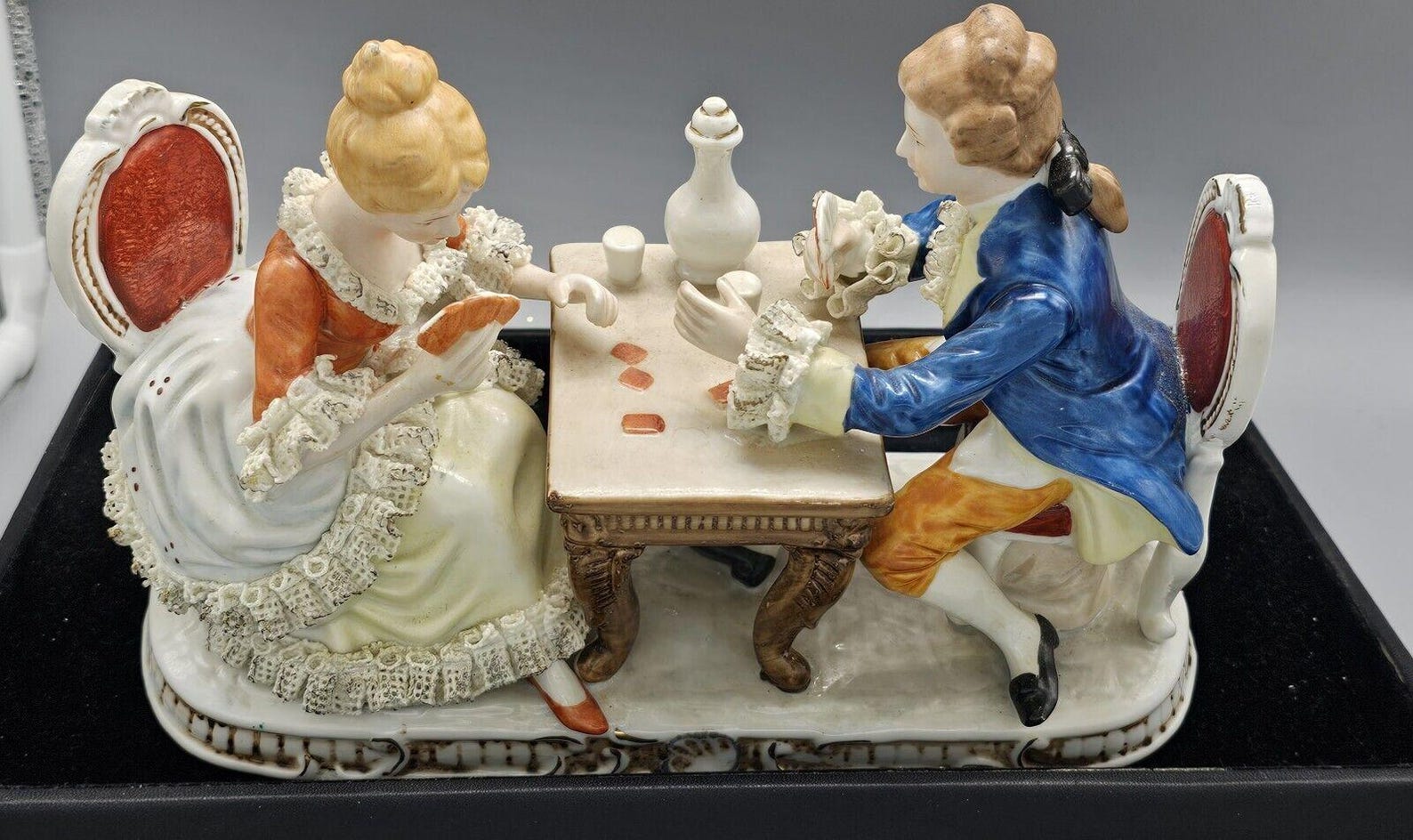 Vintage Porcelain Colonial Couple Playing Cards Porcelain Figurines - Etsy