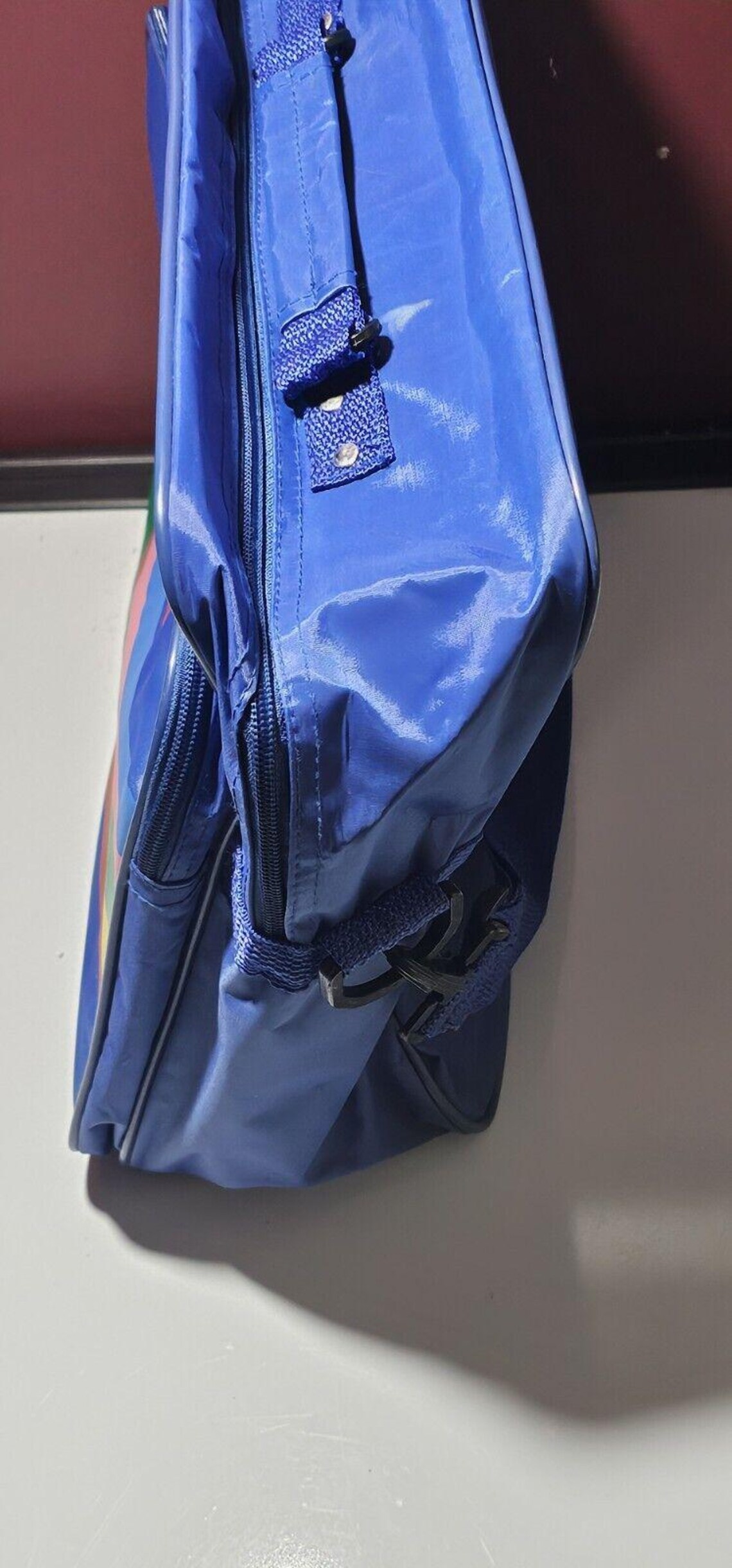 Vintage Trafalgar TT Luggage Bag Travel Carry on Blue Rainbow Stripe ...