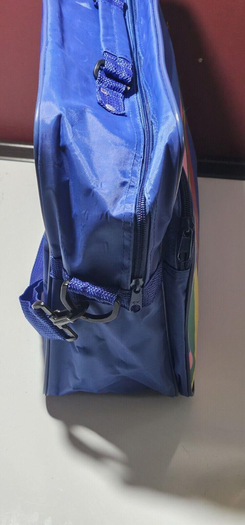 Vintage Trafalgar TT Luggage Bag Travel Carry on Blue Rainbow Stripe ...