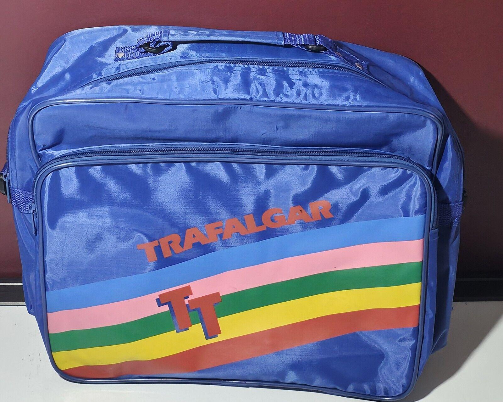 Vintage Trafalgar TT Luggage Bag Travel Carry on Blue Rainbow Stripe ...