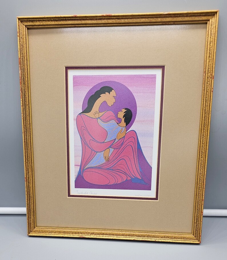 Sioux Artist Maxine Noel Canadian Art twilight Child Signed Ioyan Mani ...