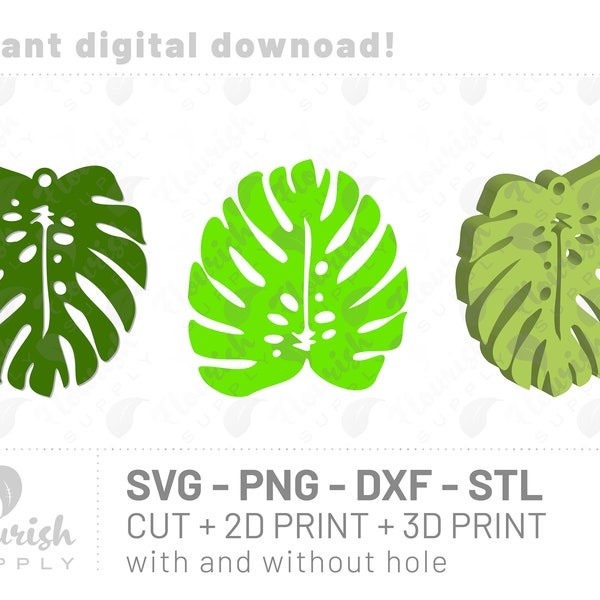 Monstera Dxf File - Etsy