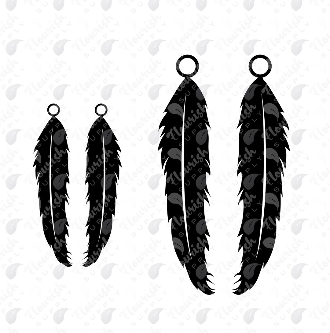 Feather Earring Template SVG PNG With Hole - Cut File Cricut Silhouette ...
