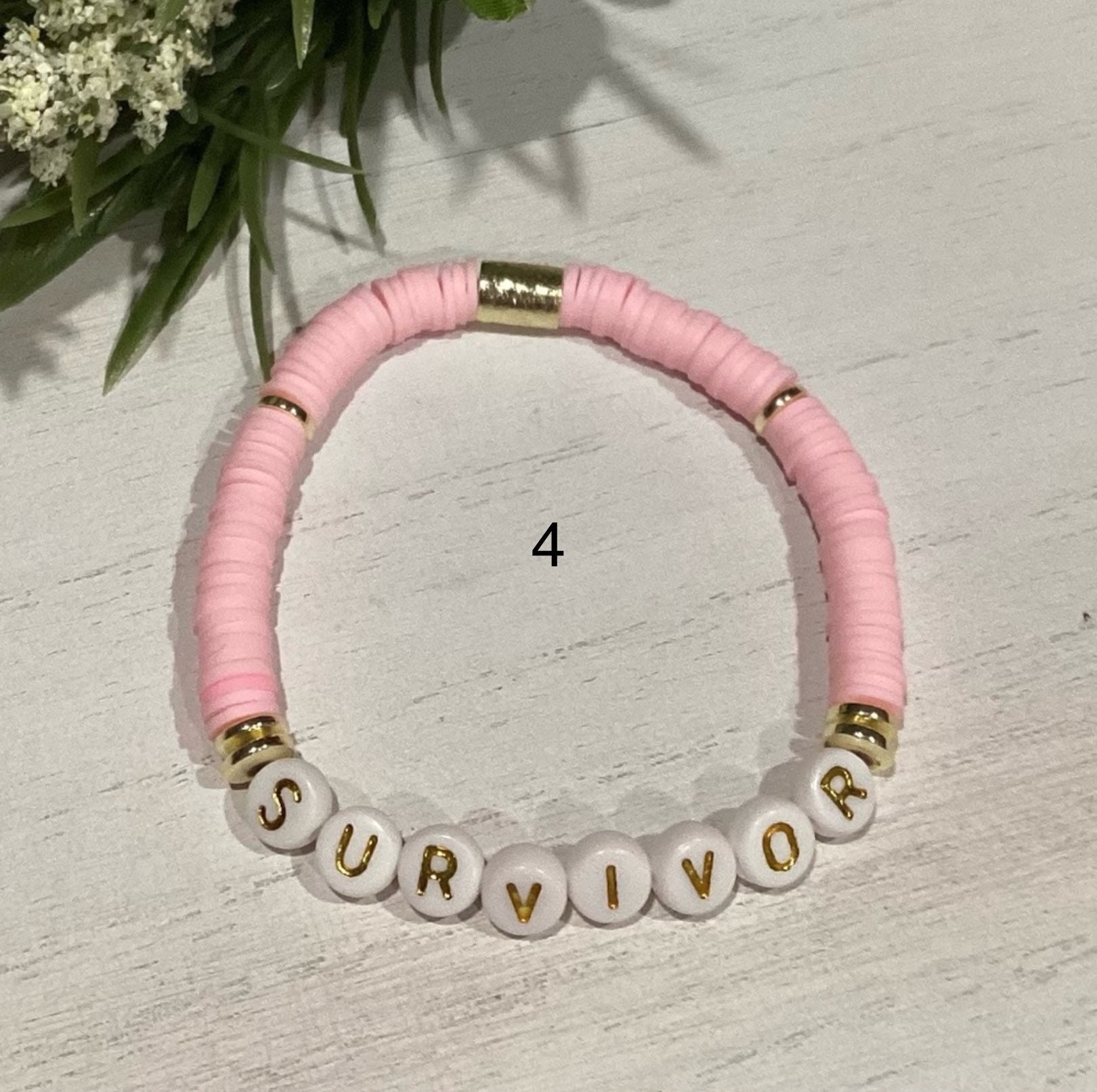 Breast Cancer Survivor Bracelet Stack, Heishi Bead Bracelet, Beaded ...