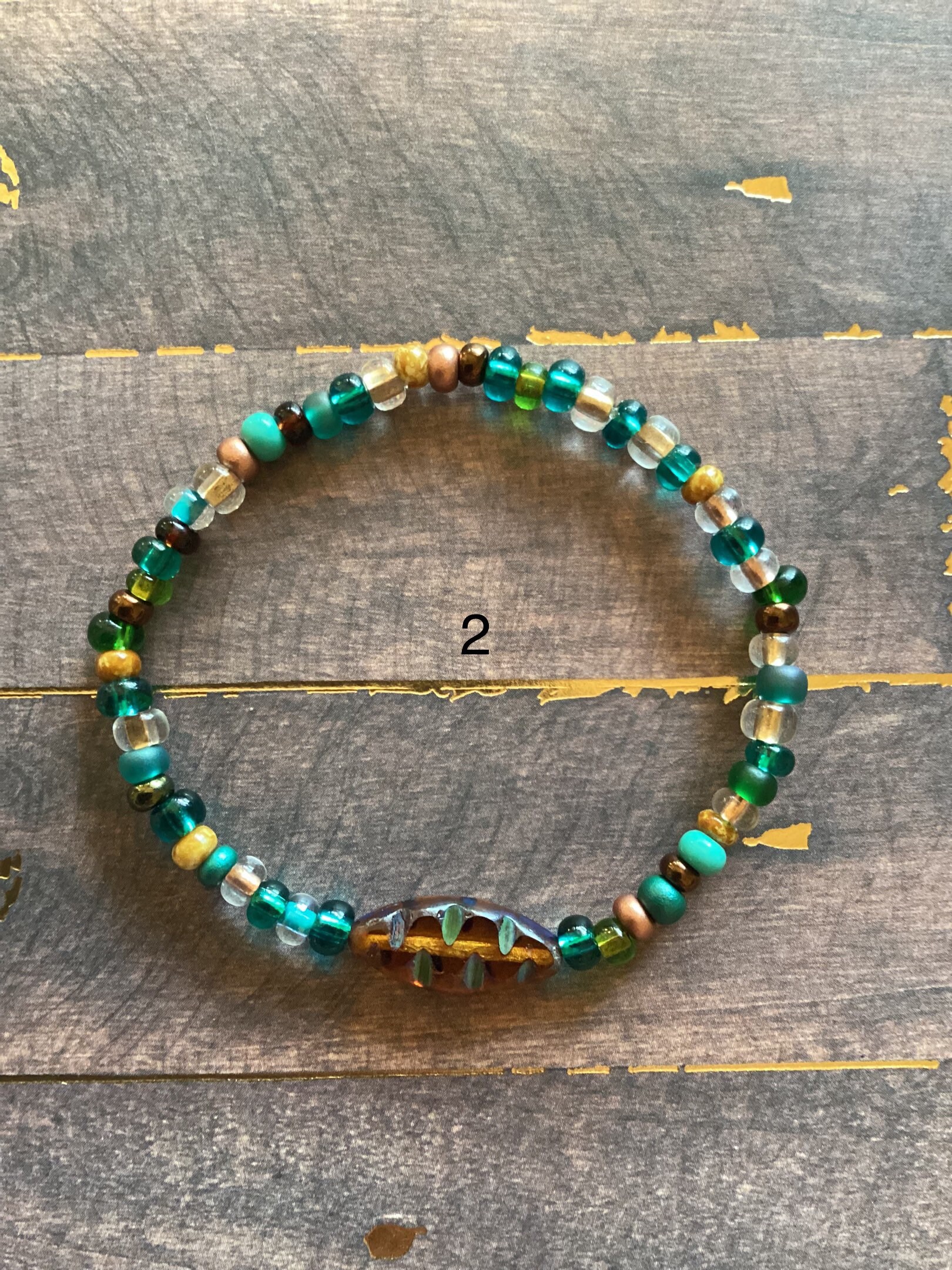 Goldstone Bead Bracelet Stack, Teal Heishi, 14K Gold Plated, Boho ...