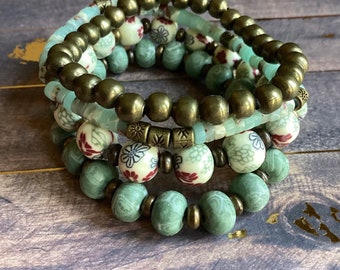 Beach Girl Bracelet Stack, Beaded Bracelet Stack, Boho Jewelry for ...