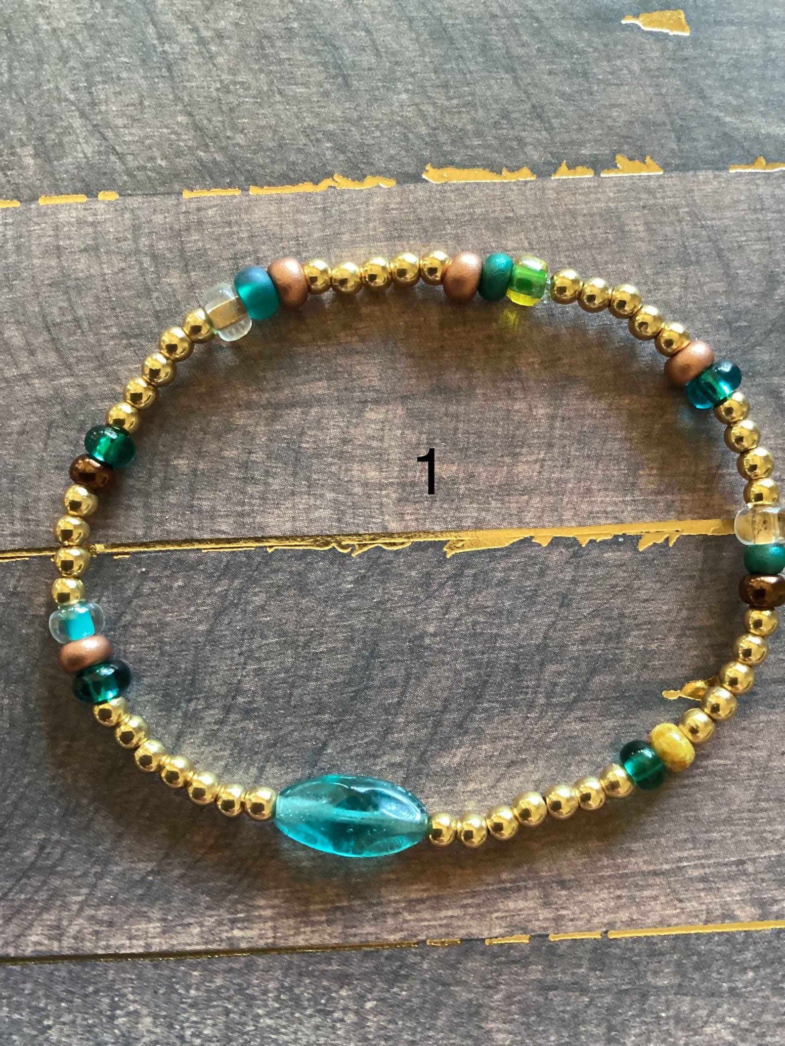 The Rainforest Bracelet Stack, Goldstone Bead Bracelet Stack, Heishi ...