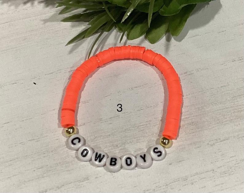 OSU Cowboys College Football Bracelet, Heishi Bead Bracelet Stack, Beaded Bracelet Stack ...
