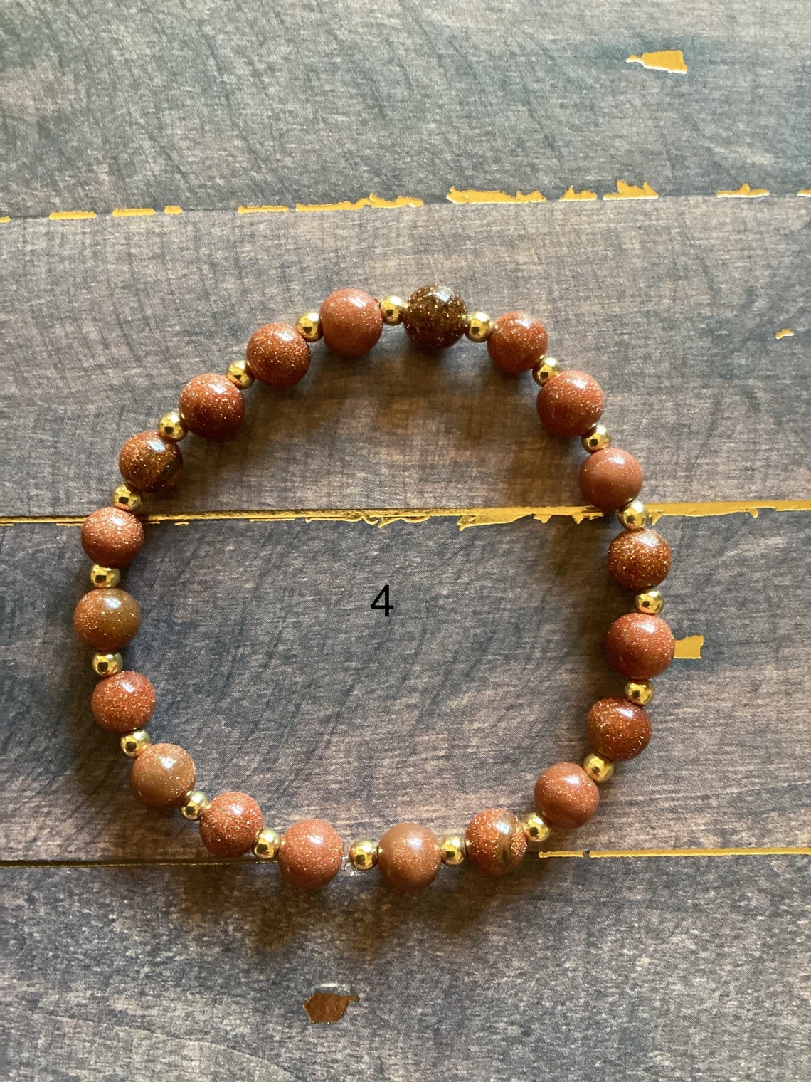 Goldstone Bead Bracelet Stack, Teal Heishi, 14K Gold Plated, Boho ...