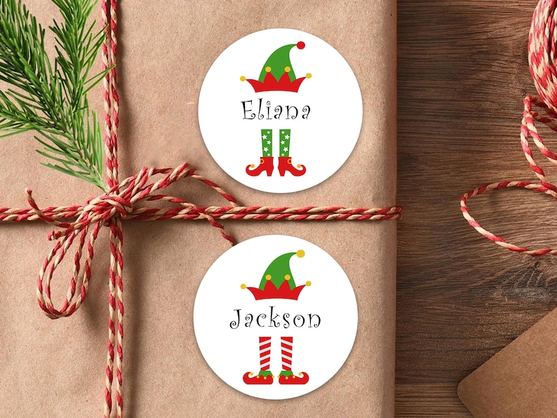 Personalized Elf Christmas Name Labels - Custom Kids Gift Label ...