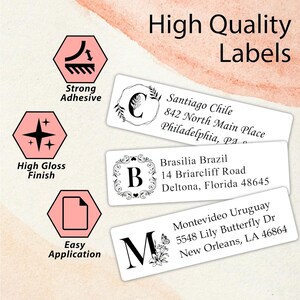 Personalized Return Address Labels Monogram - High Gloss Custom Mailing ...