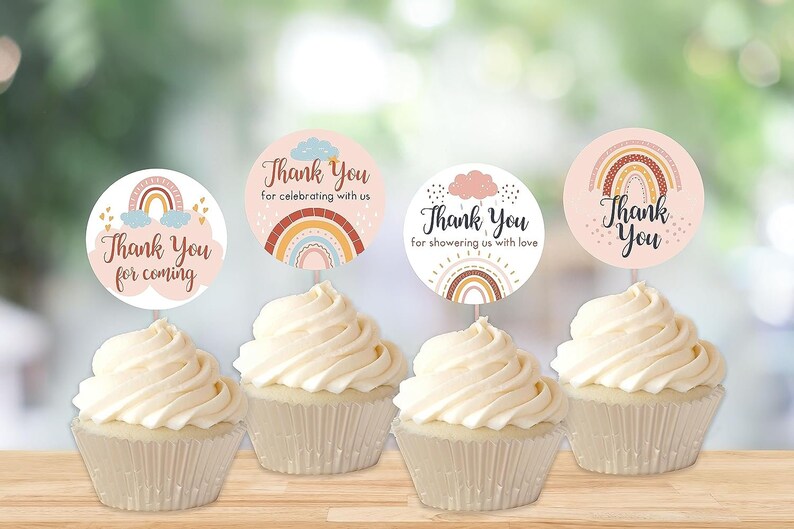 Boho Rainbow Thank You Baby Shower Stickers - Set of 80 Party Favor ...