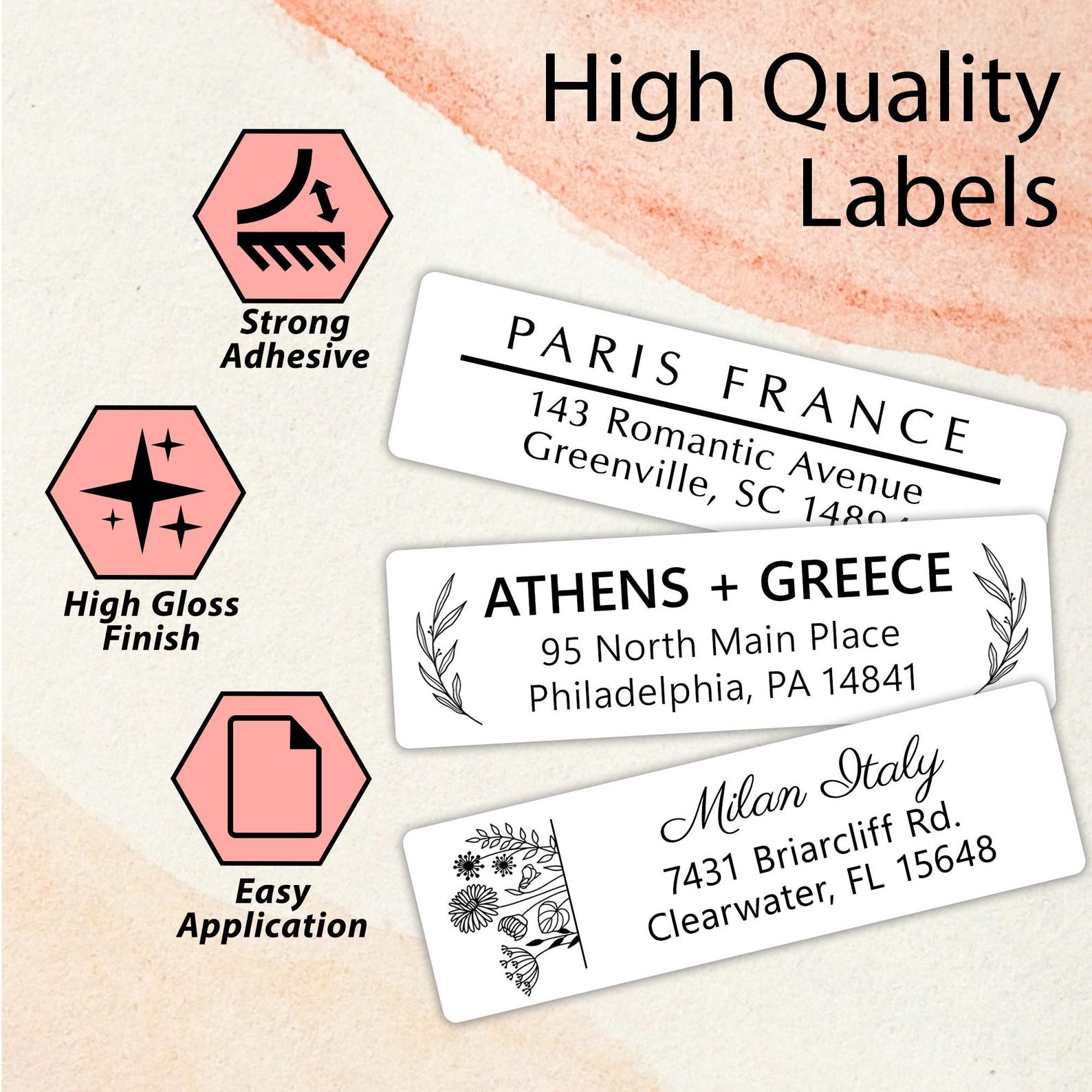 Personalized Return Address Labels Simple - High Gloss Custom Mailing ...