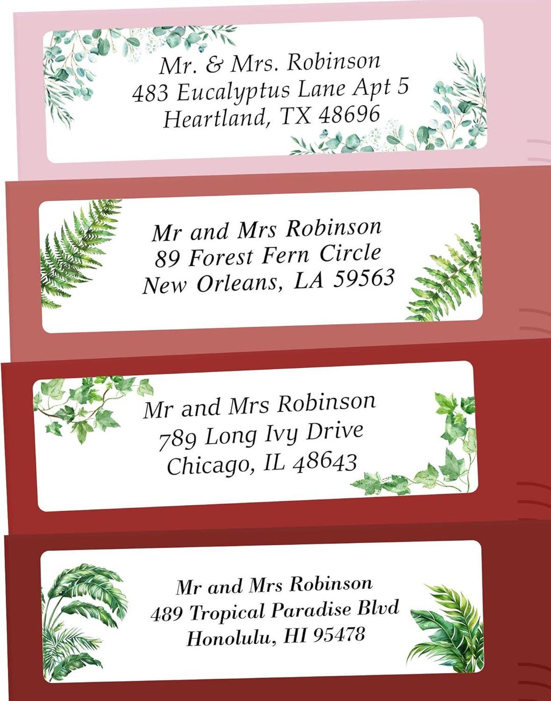 Personalized Return Address Labels Greenery - High Gloss Custom Mailing ...