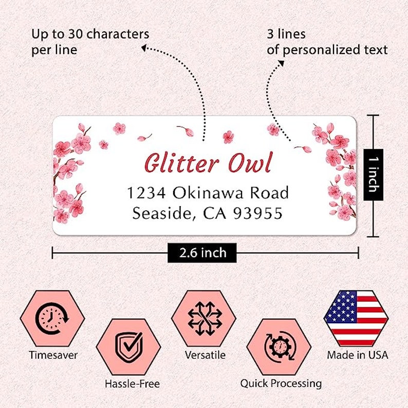 Return Address Labels Cherry Blossom 120 Custom Address Label ...