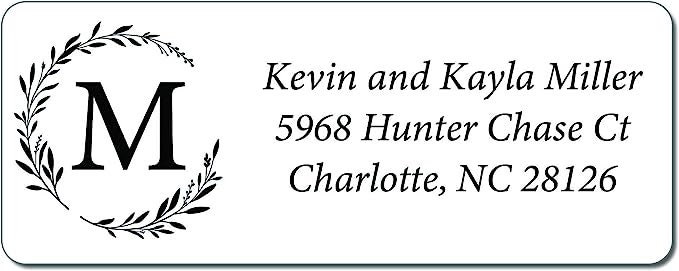 Return Address Labels Wreath Monogram Custom Address Label ...