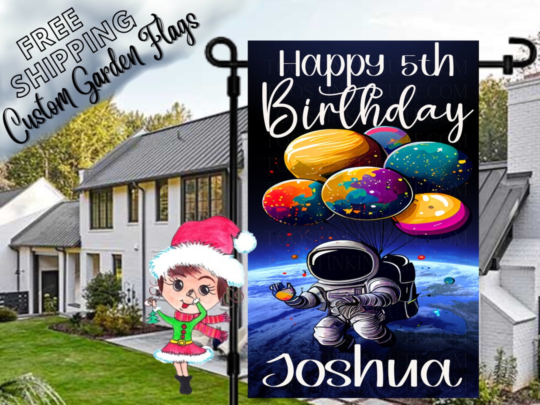 Outer Space Birthday Flag Astronaut Flag Birthday Banner Outer Space ...