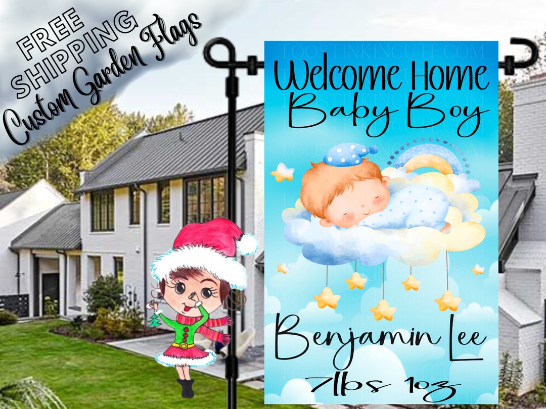 New Baby Boy on Cloud Flag Baby Boy Flag New Baby Flag Flag for New Mom ...