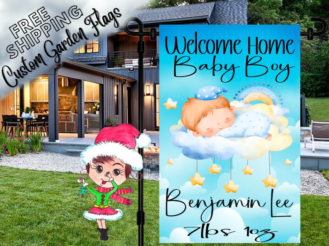 New Baby Boy on Cloud Flag Baby Boy Flag New Baby Flag Flag for New Mom ...
