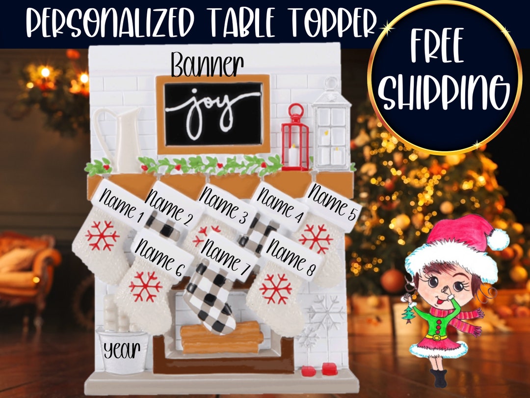 Personalized Family Fireplace Tablet Topper,family of 8 Shelf Sitter ...