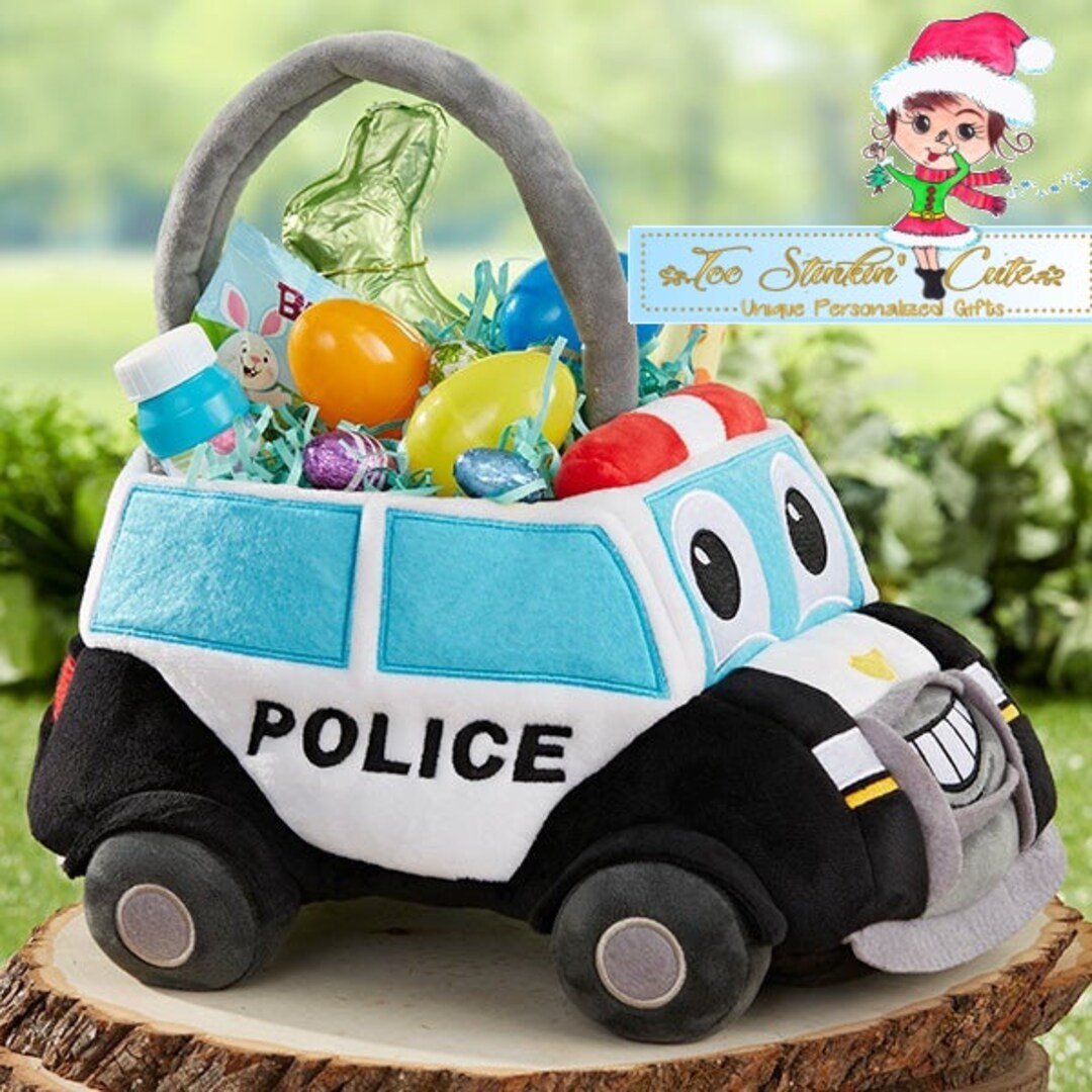 Police Car Embroidered Plush Easter Basket + Free Shipping (kids ...