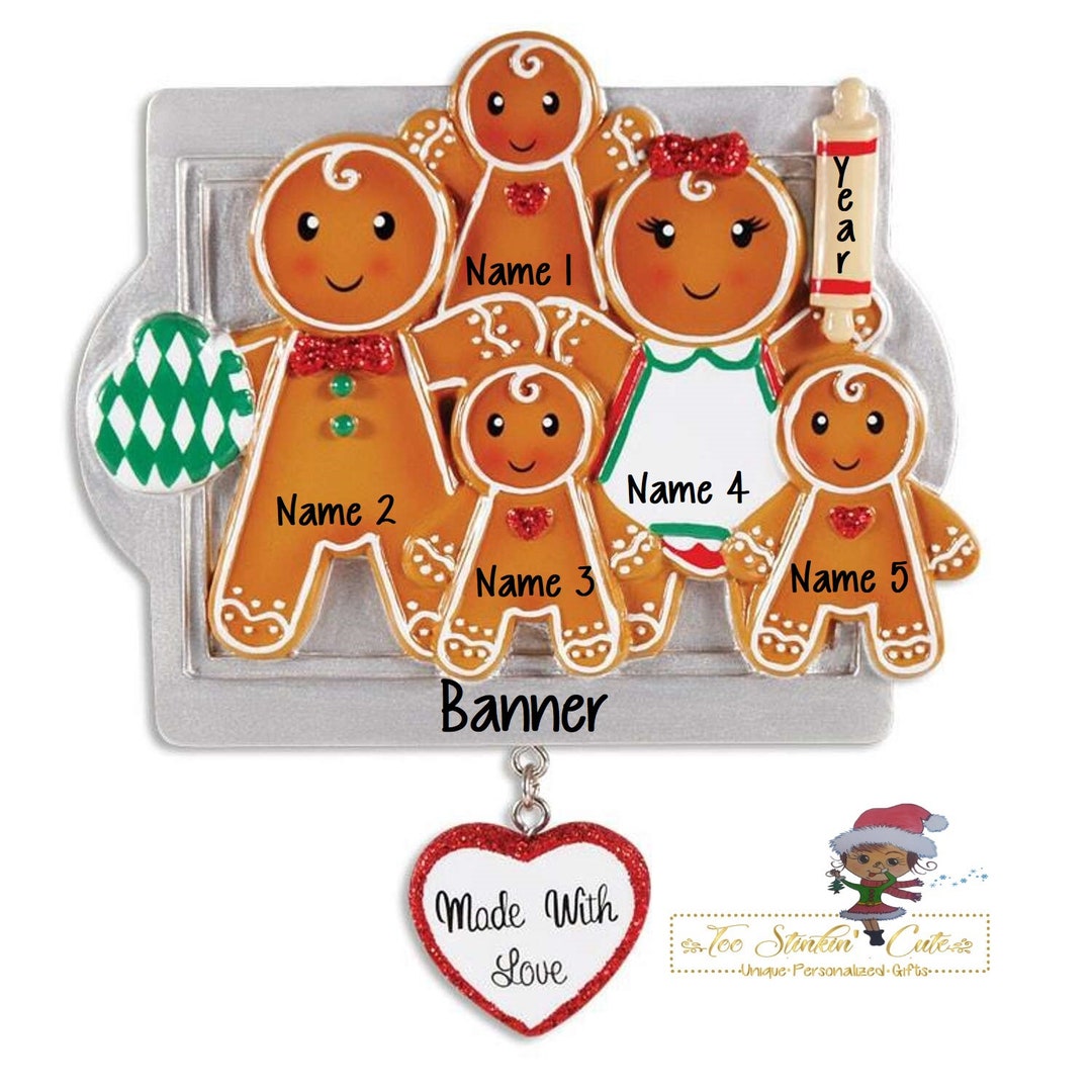 Christmas Ornament Gingerbread Made With Love Family of 5/ Friends ...