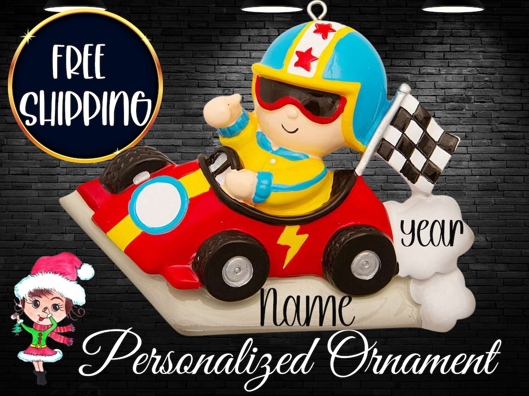 Personalized Kids Race Car Ornament,custom Racing Ornament,boy Ornament ...