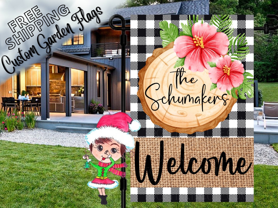 Custom Wood Round Family Name Flag|personalized Wood Round Family Name ...