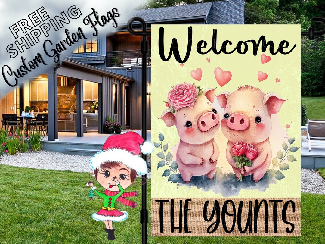 Pig Garden Flag,couple Flag,wedding Flag,engaged Flag,valentine Pig ...