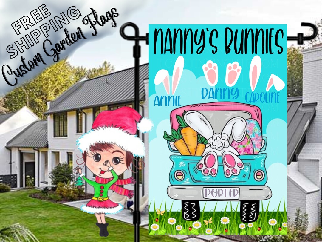 Custom Easter Ears Flag for Grandma Custom Name Bunny Eggs Flag Unique ...